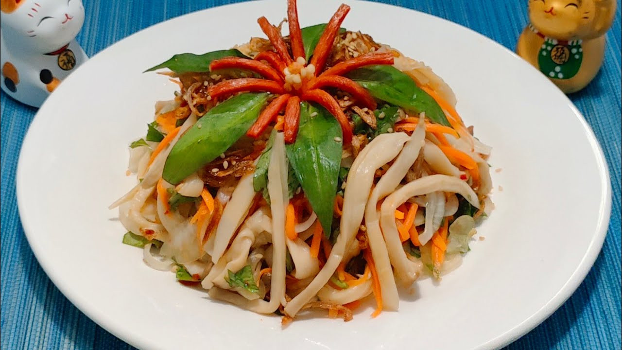 Cách làm gỏi nấm đùi gà chay